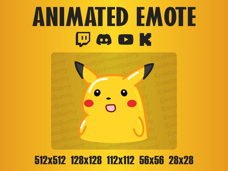 Pikachu Animated Emote | Twitch, Discord, Youtube, Kick - Etsy