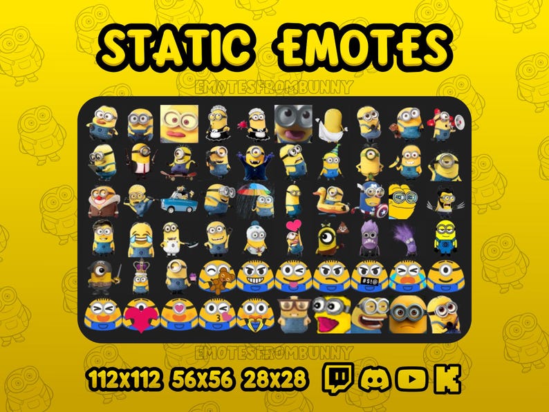 Minions Emotes Collection | 150 Animated Emoji for Twitch, Discord ...