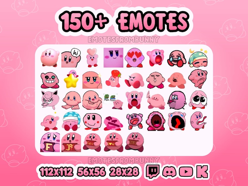 Kirby Emotes Collection | Animated Emoji | Twitch, Discord, Youtube ...