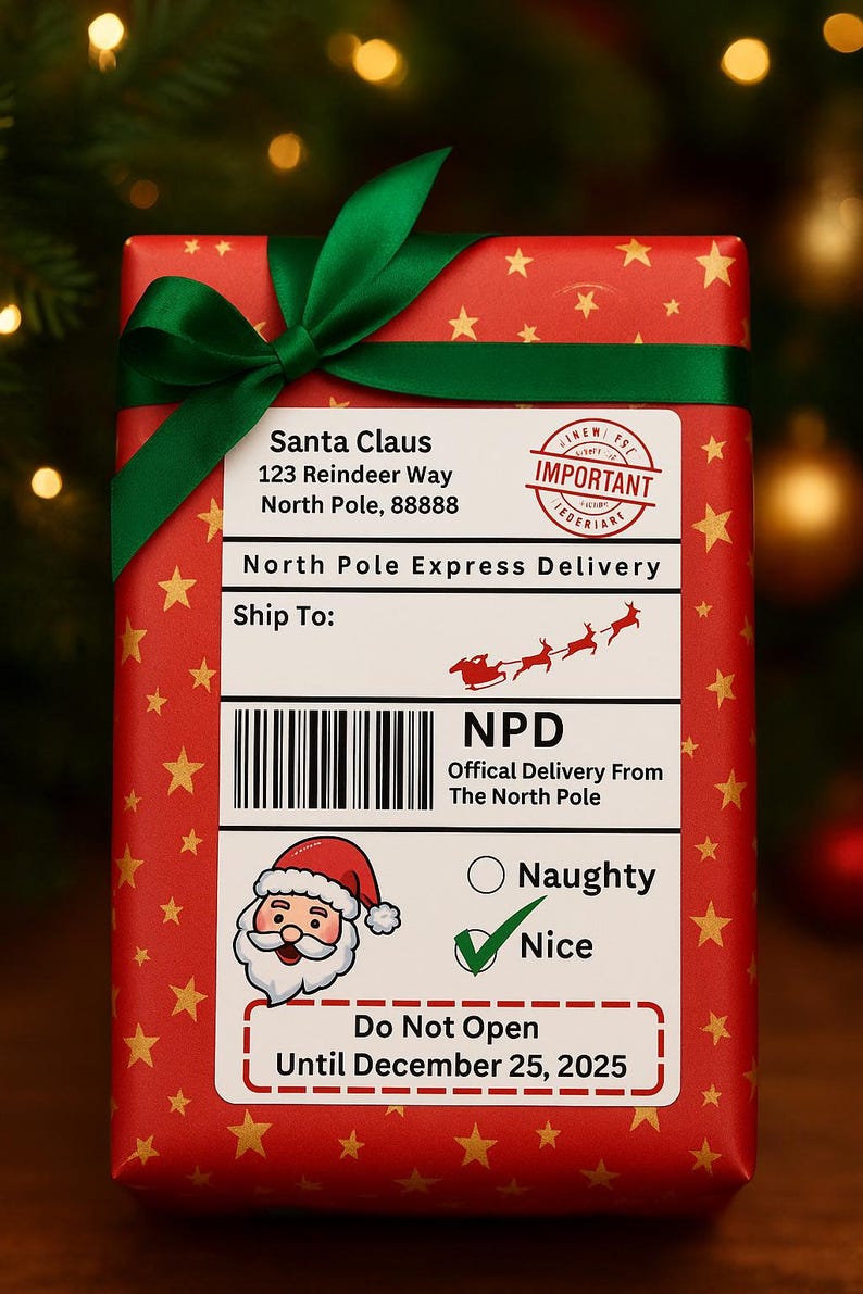 Editable Santa Shipping Label -digital Download Template - Etsy