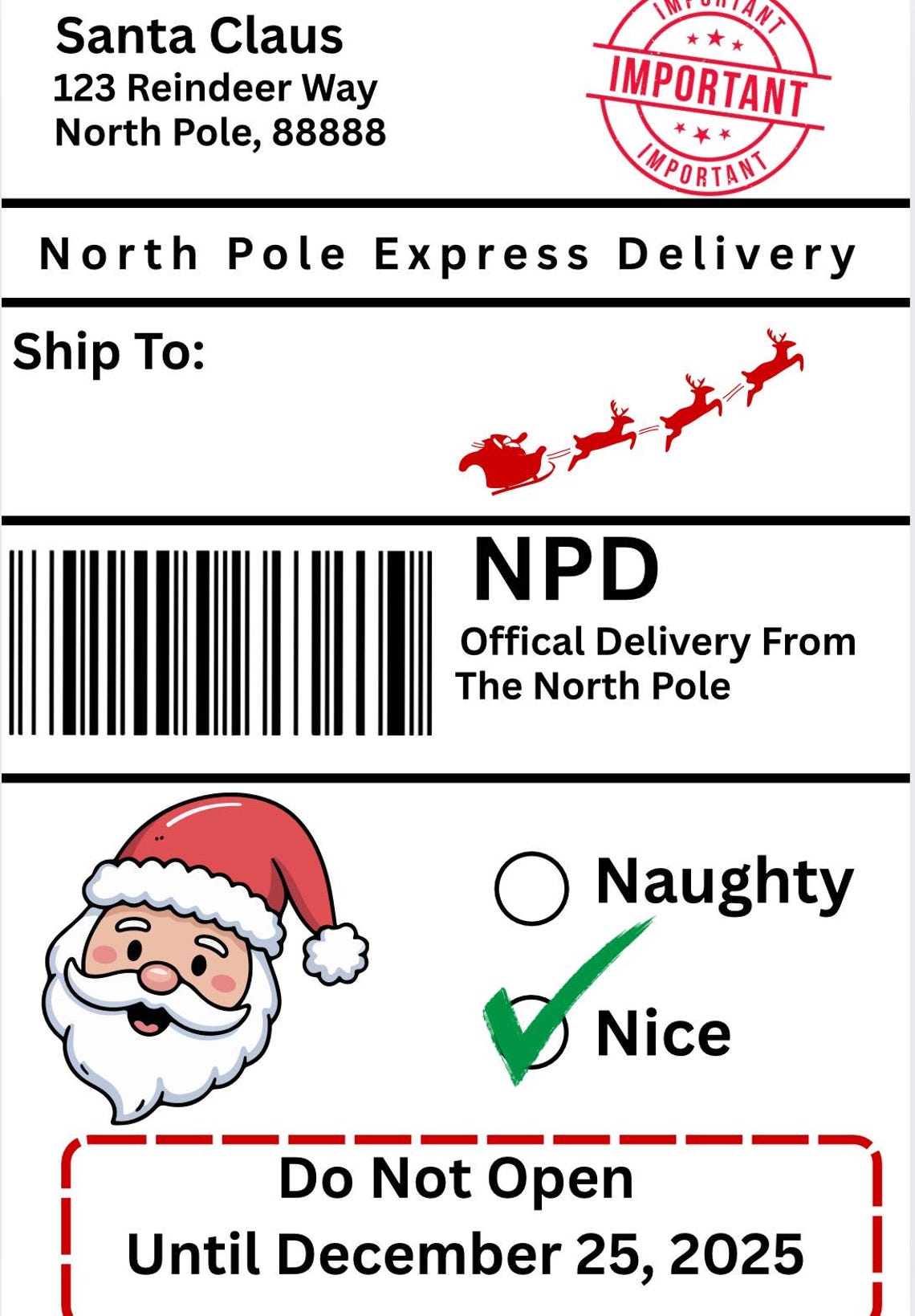 Editable Santa Shipping Label -digital Download Template - Etsy
