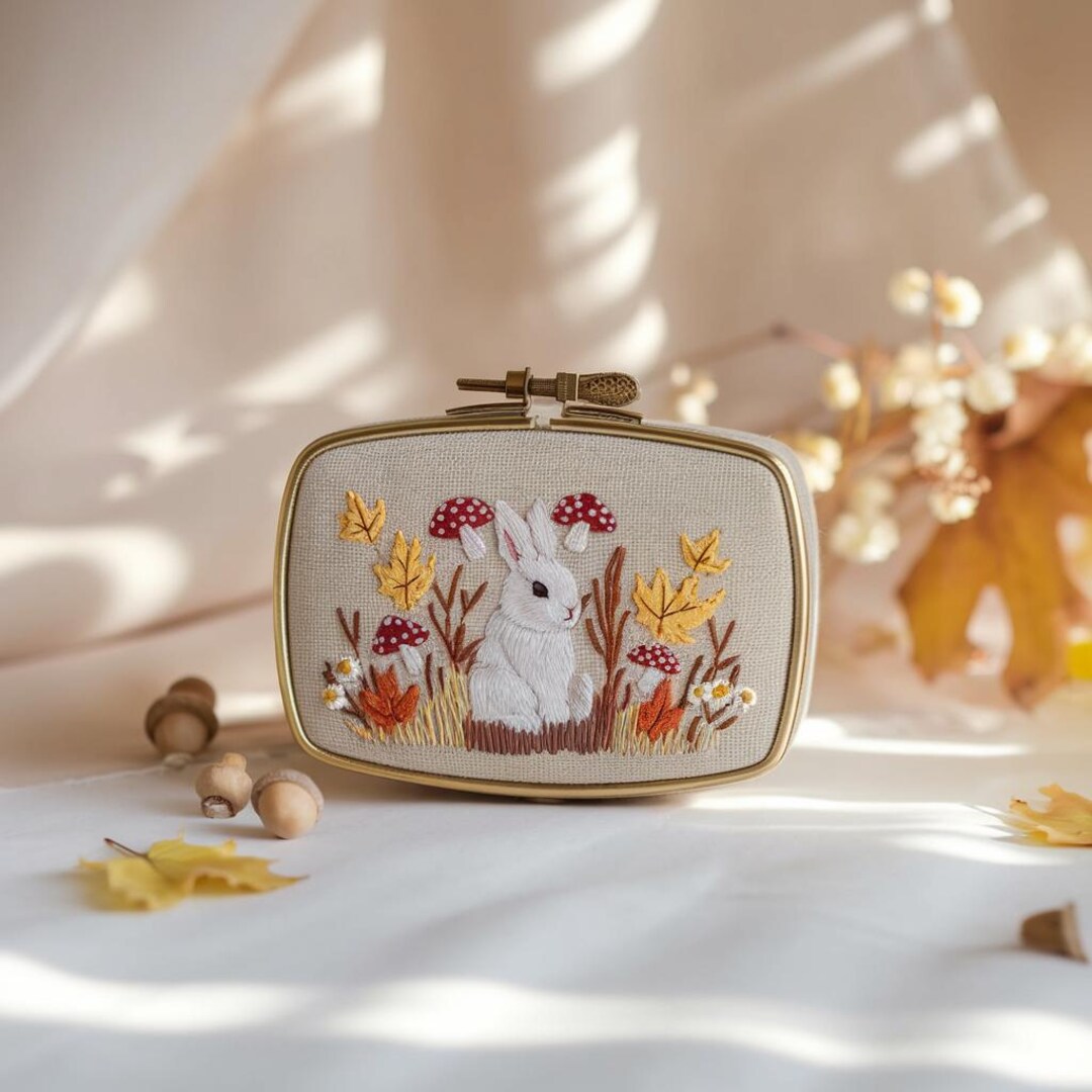 Elegant Jewelry Box With Mirror, Velvet Finish With Gold Embroidery ...