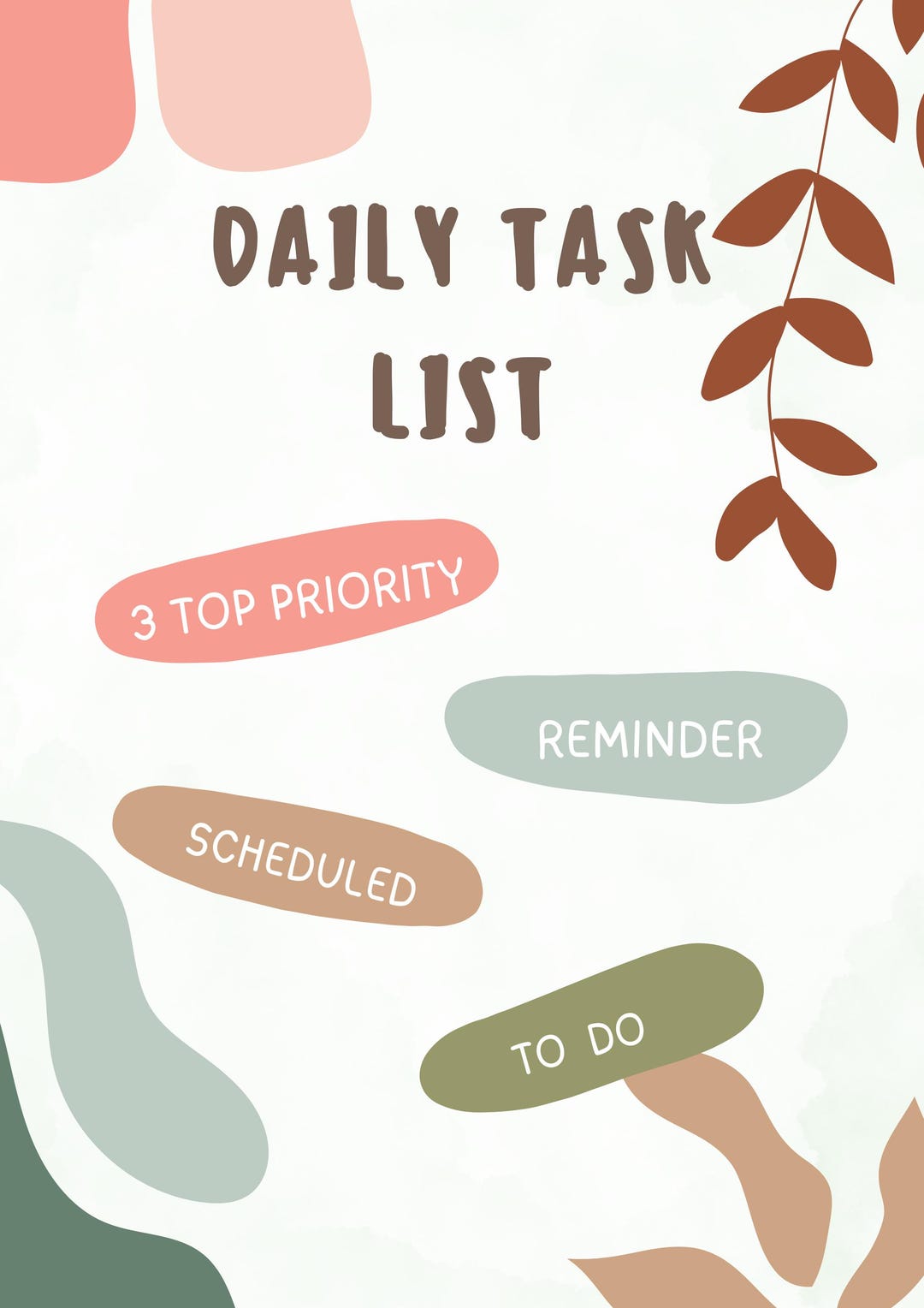 Daily Task List - Printable - Etsy