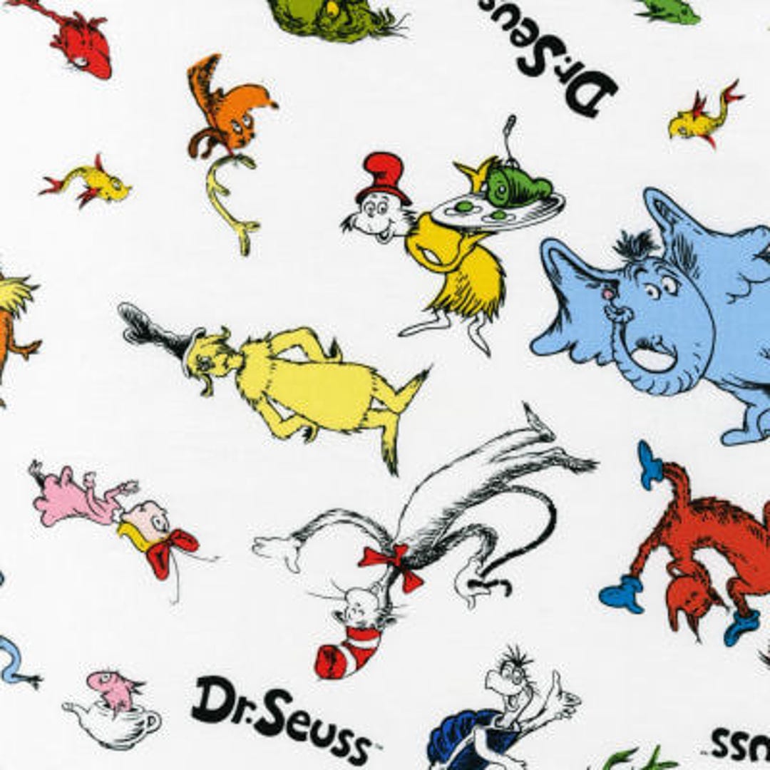 Dr. Seuss Scattered Characters on White Background 10790-203 - Etsy