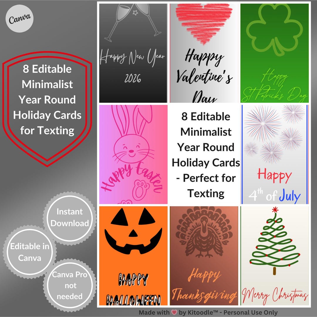 Editable Holiday Card Templates • Canva Mobile Designs for Texting ...