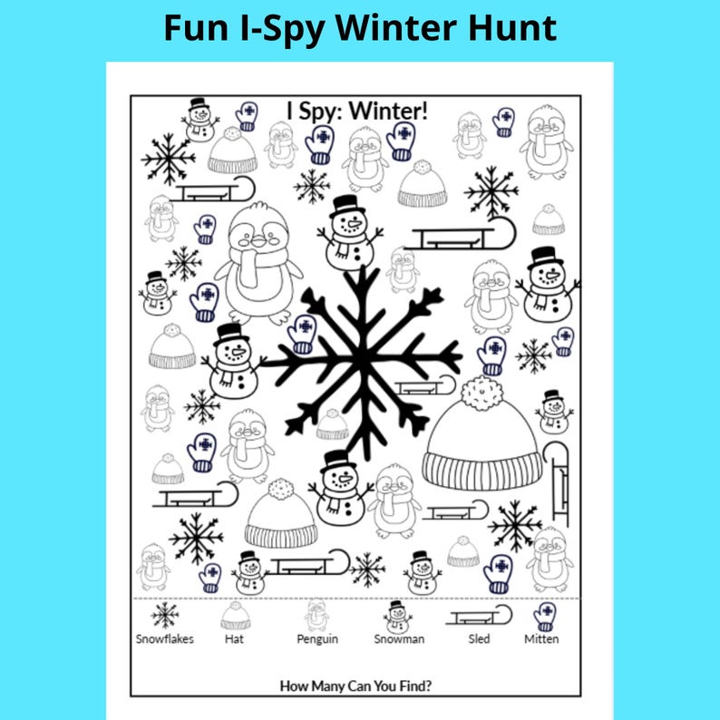 Winter Themed Kids Activity Pack Coloring Pages, Word Search, Scramble ...