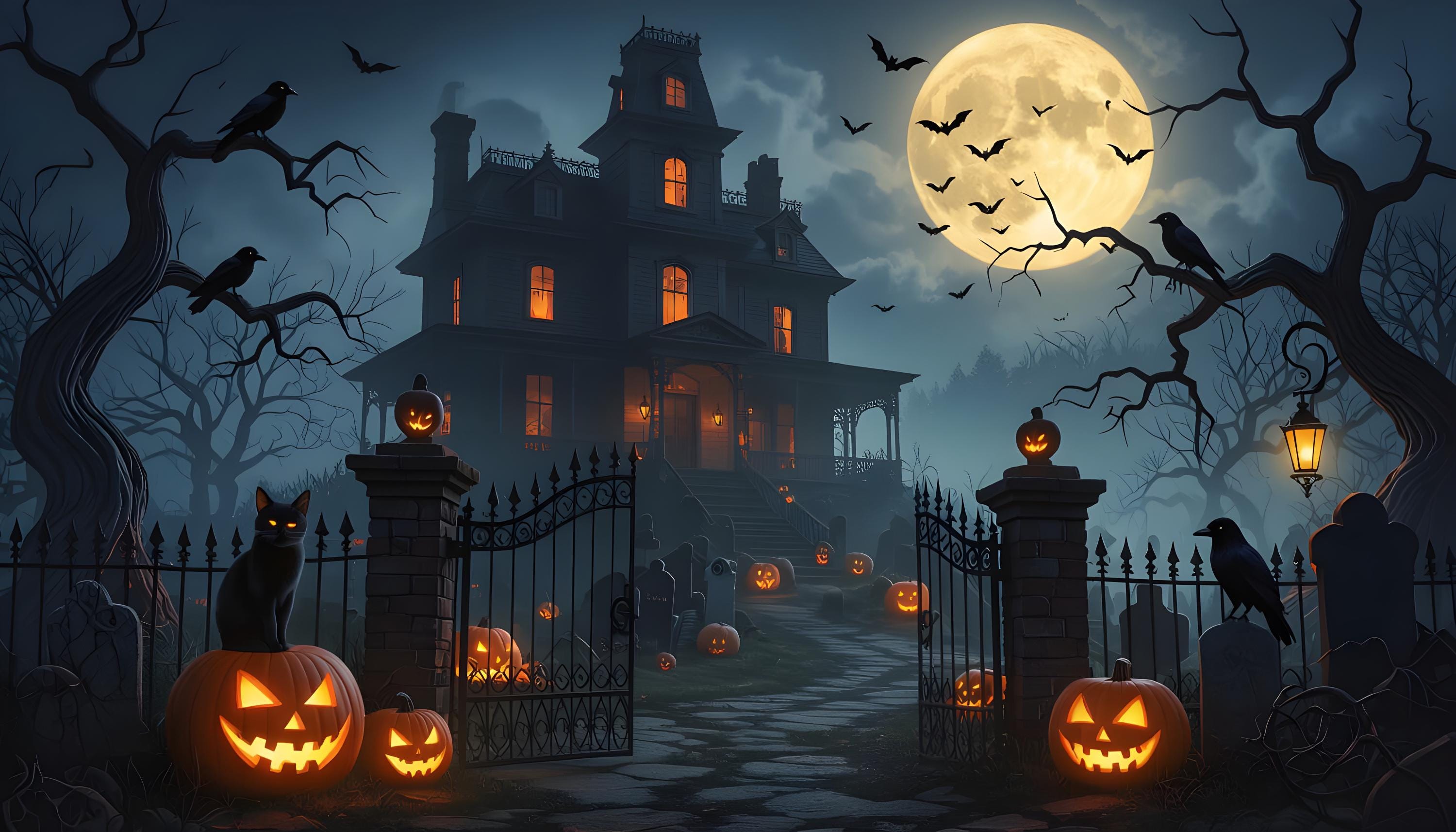 Spooky Halloween Digital Art | Instant Download | 6000px 16:9 300dpi ...