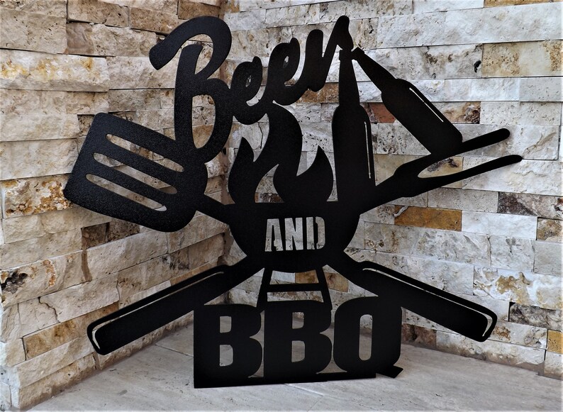 Beer and BBQ BBQ Signpatio Signsmetal Art Patio Grill - Etsy