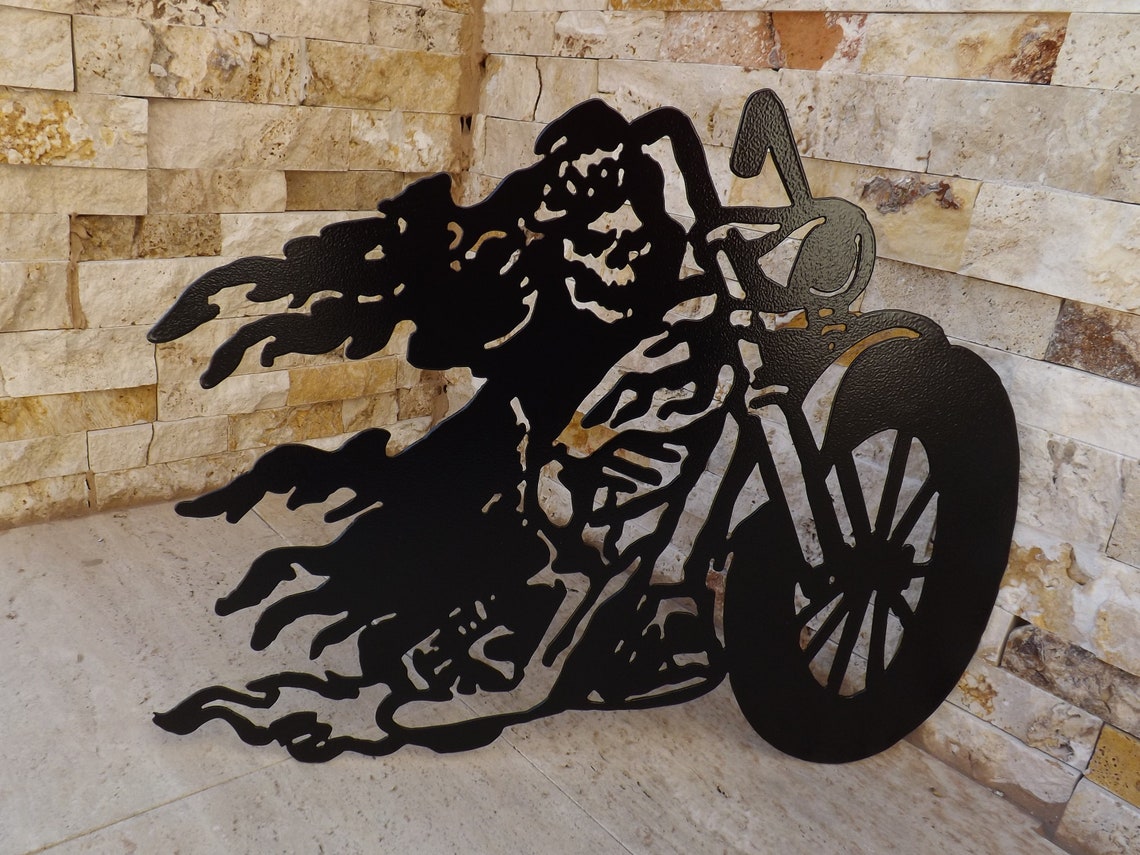 Flaming Skeleton Biker Riding Motorcycle - Etsy