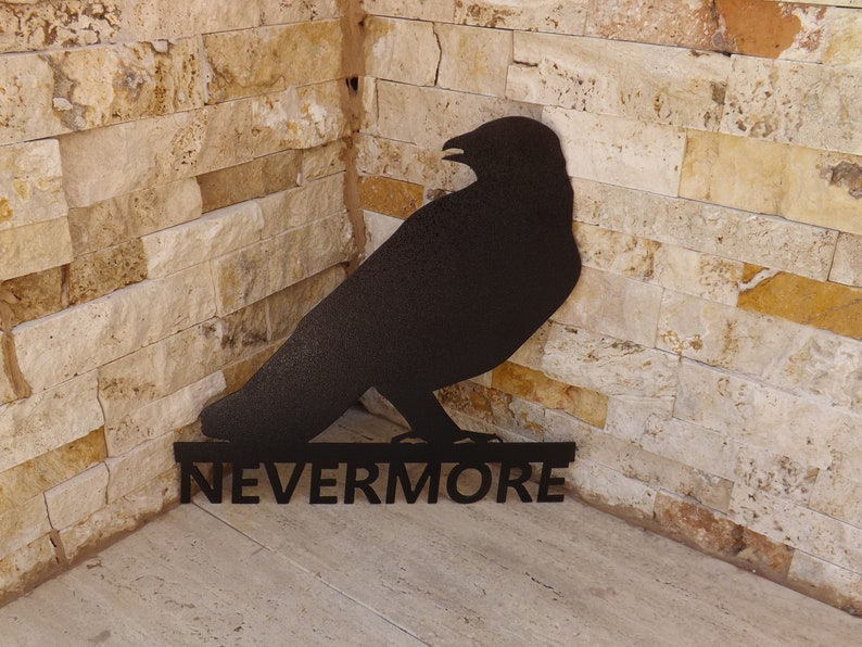Nevermore Poe Raven Crow Macabre Metal Art Gothic Poem - Etsy