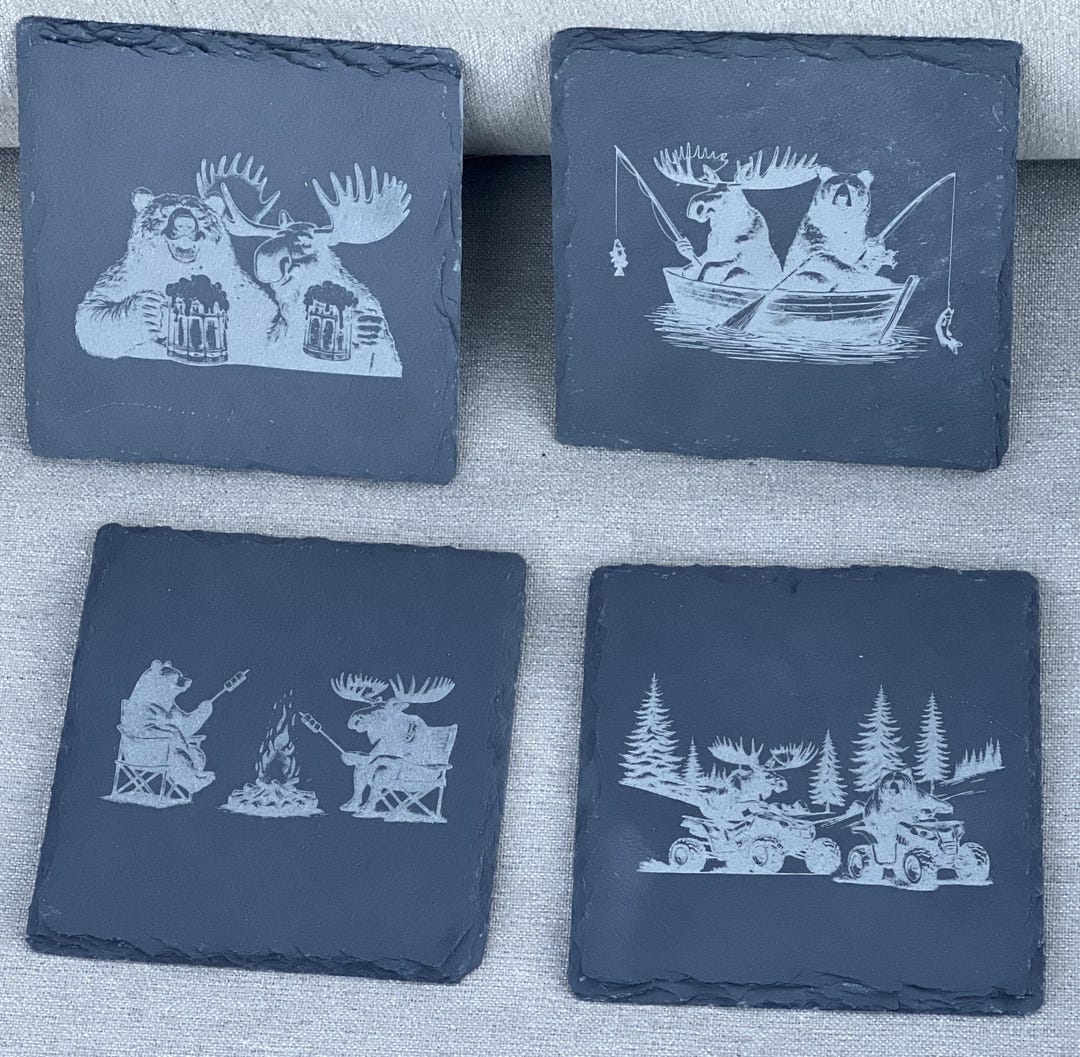 Engraved Slate Coaster | Wilderness Theme Slate Coaster | Cabin Slate ...