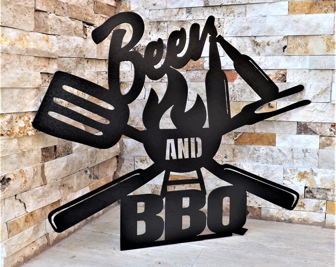 Beer and BBQ BBQ Signpatio Signsmetal Art Patio Grill - Etsy