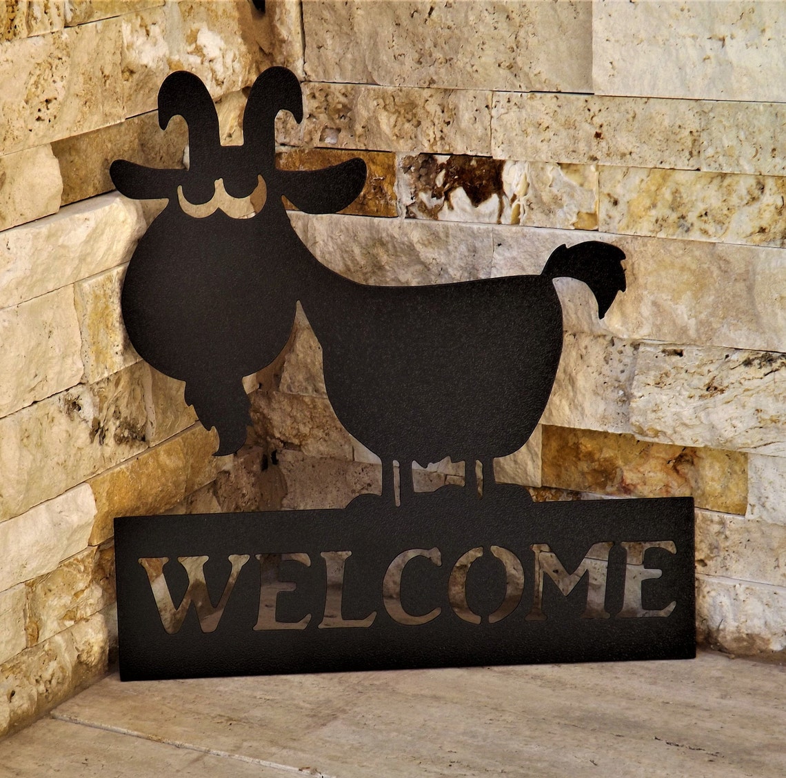 Goat Welcome sign silhouette farmyard Metal Art | Etsy