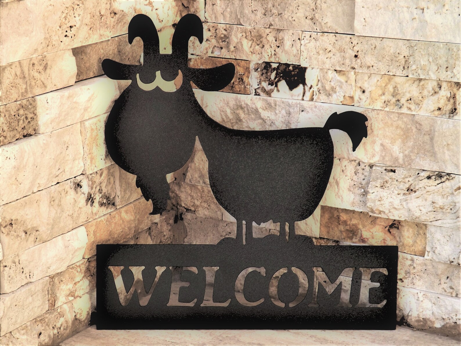 Goat Welcome sign silhouette farmyard Metal Art | Etsy