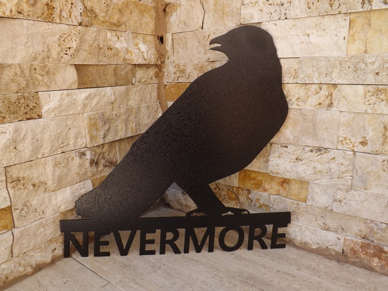 Nevermore Poe Raven Crow Macabre Metal Art Gothic Poem - Etsy