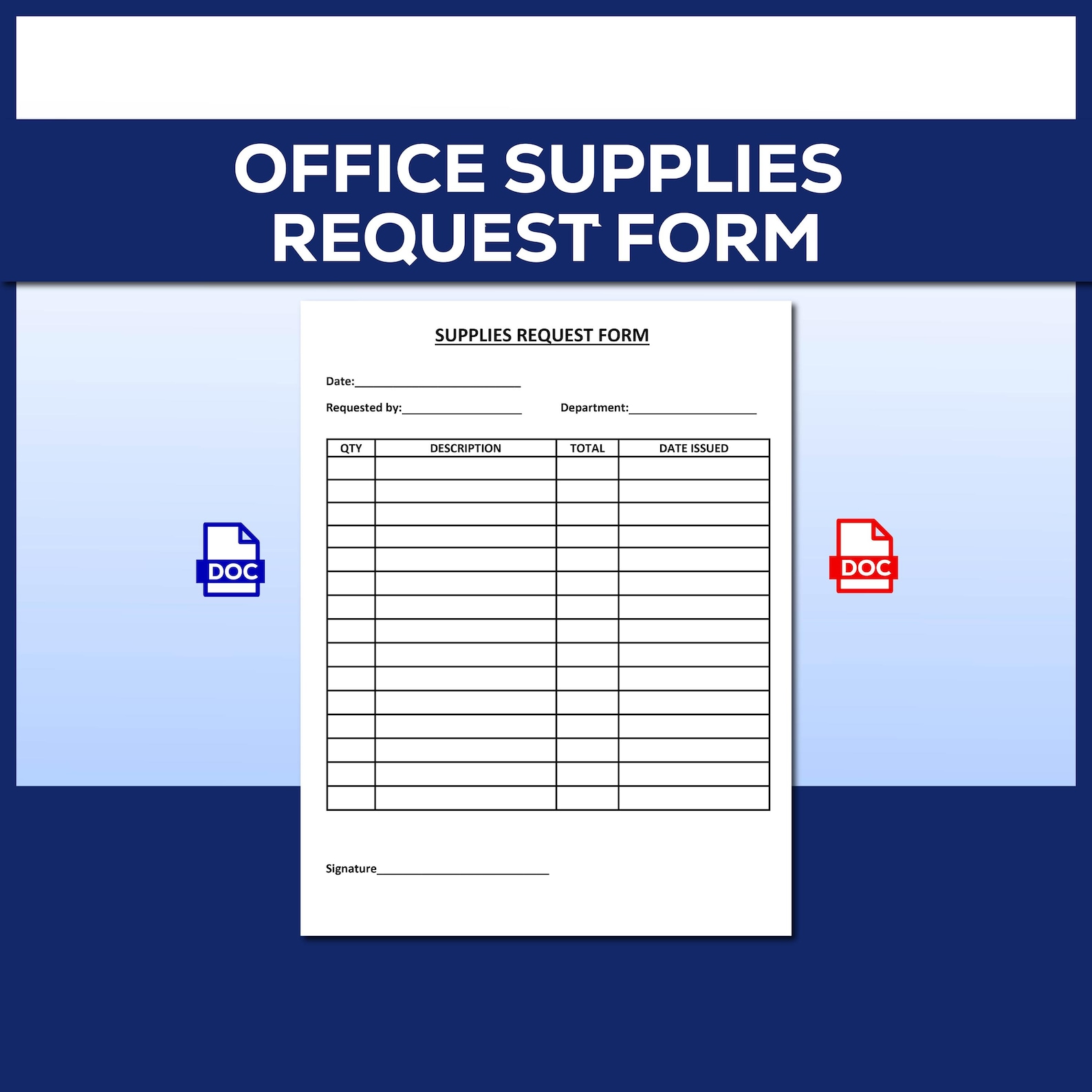 Editable Office Supplies Request Form: Printable Business Template ...