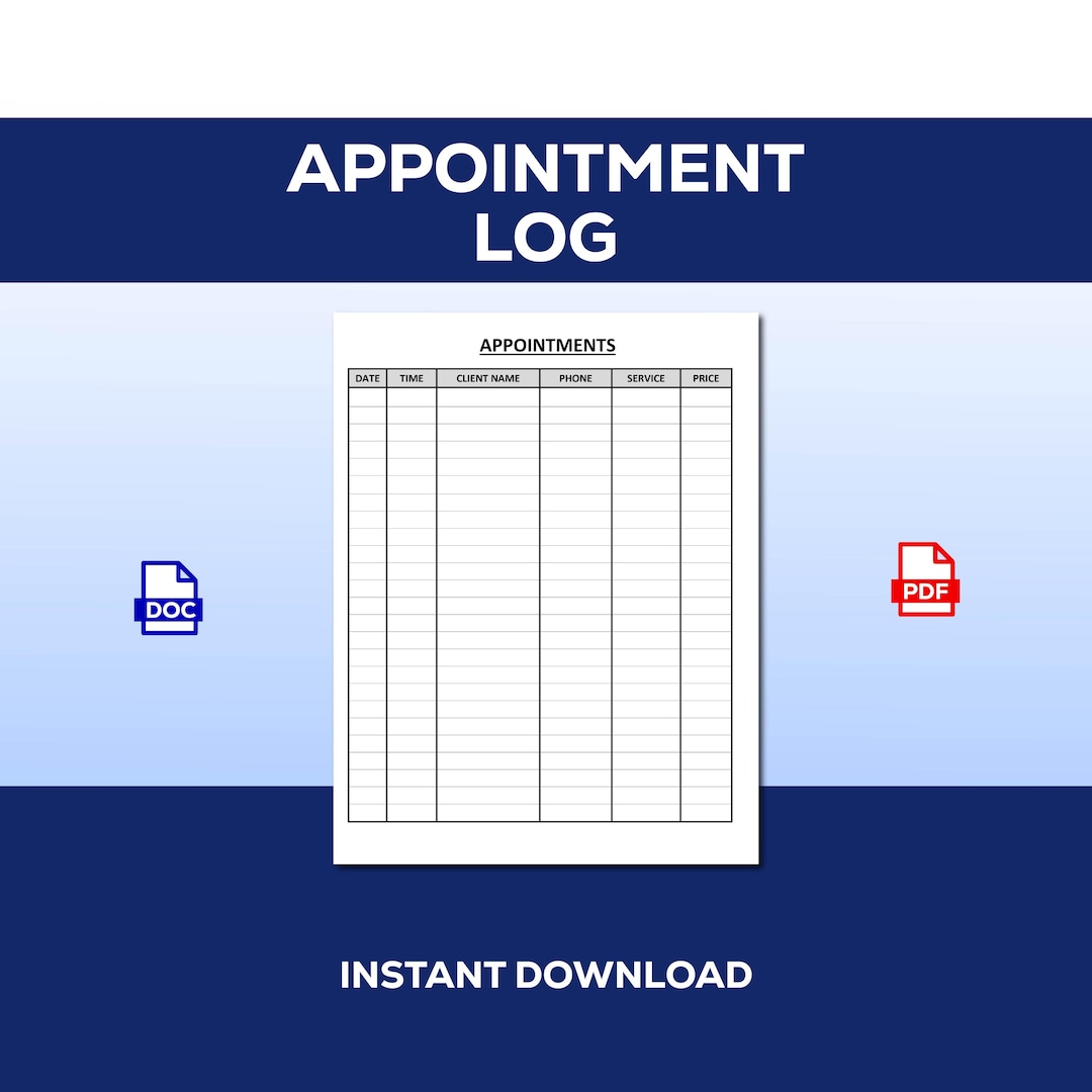Appointment Tracker Printable, Client Booking Log (A4, Letter) - Etsy