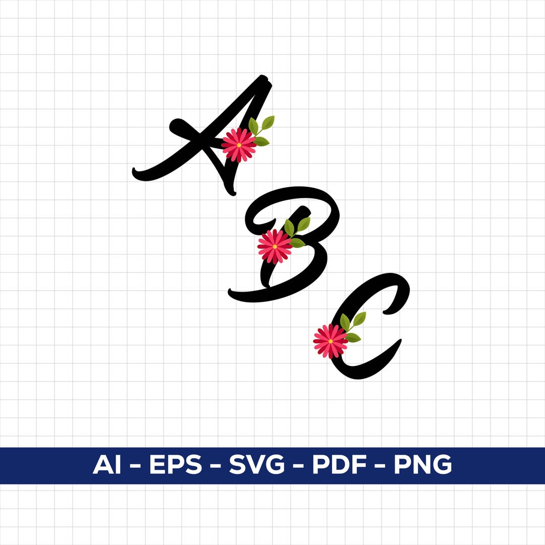 Floral Alphabet Clipart, Monogram Initials PNG, Boho Letters, Spring ...