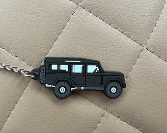 Classic Land Rover Defender 110 Station Wagon Keyring Keychain in Black ...
