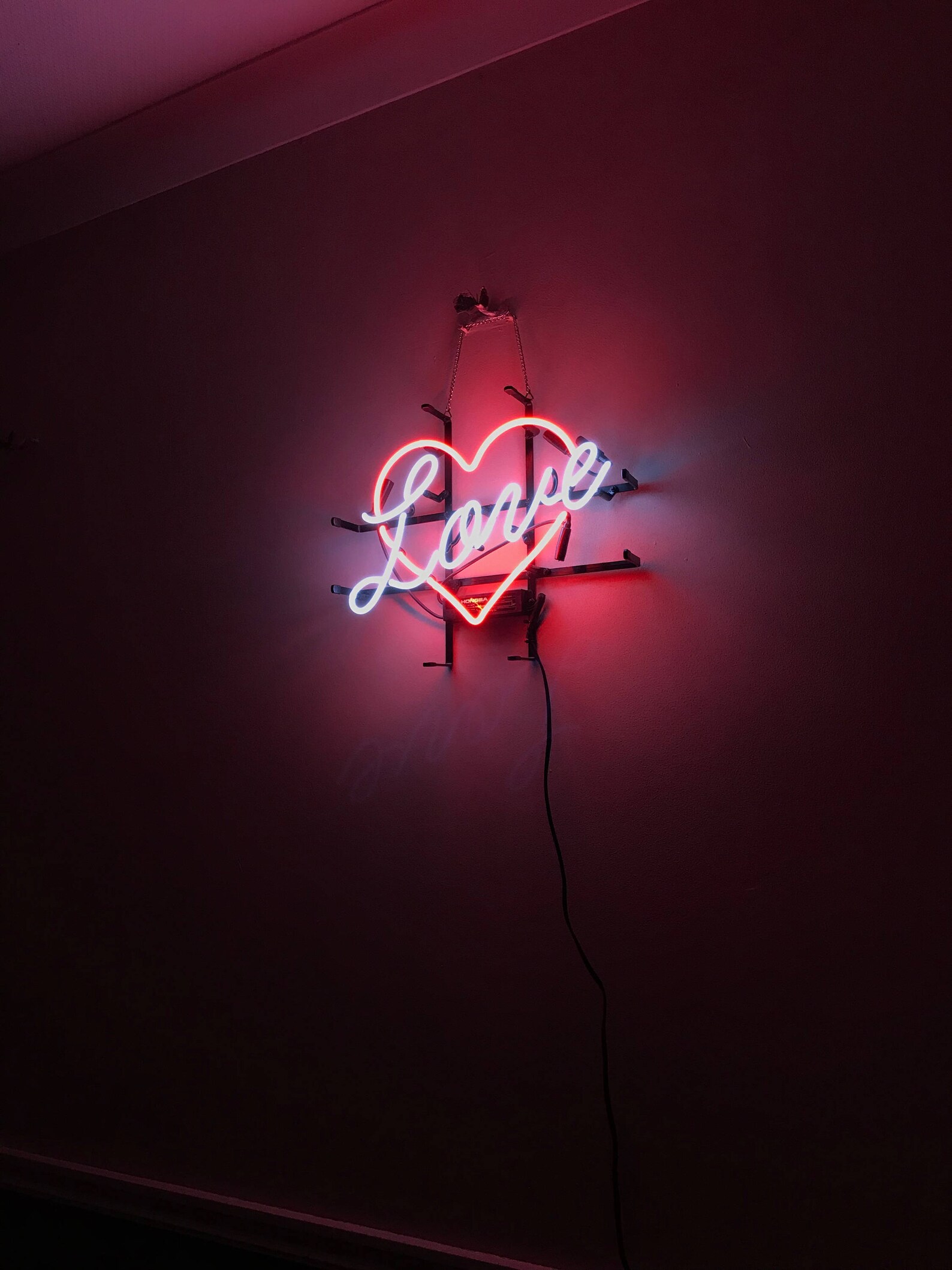 17x14 Real Glass Neon Light Sign Vintage LOVE Heart Red Lighting Art UK ...