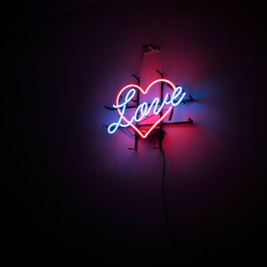 17x14 Real Glass Neon Light Sign Vintage LOVE Heart Red Lighting Art UK ...