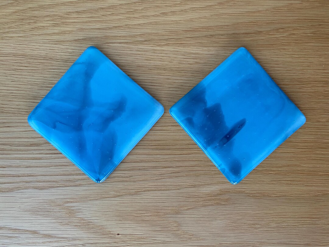 Fused Glass Powder and Marine Blue Coaster - Set of 2 - Etsy