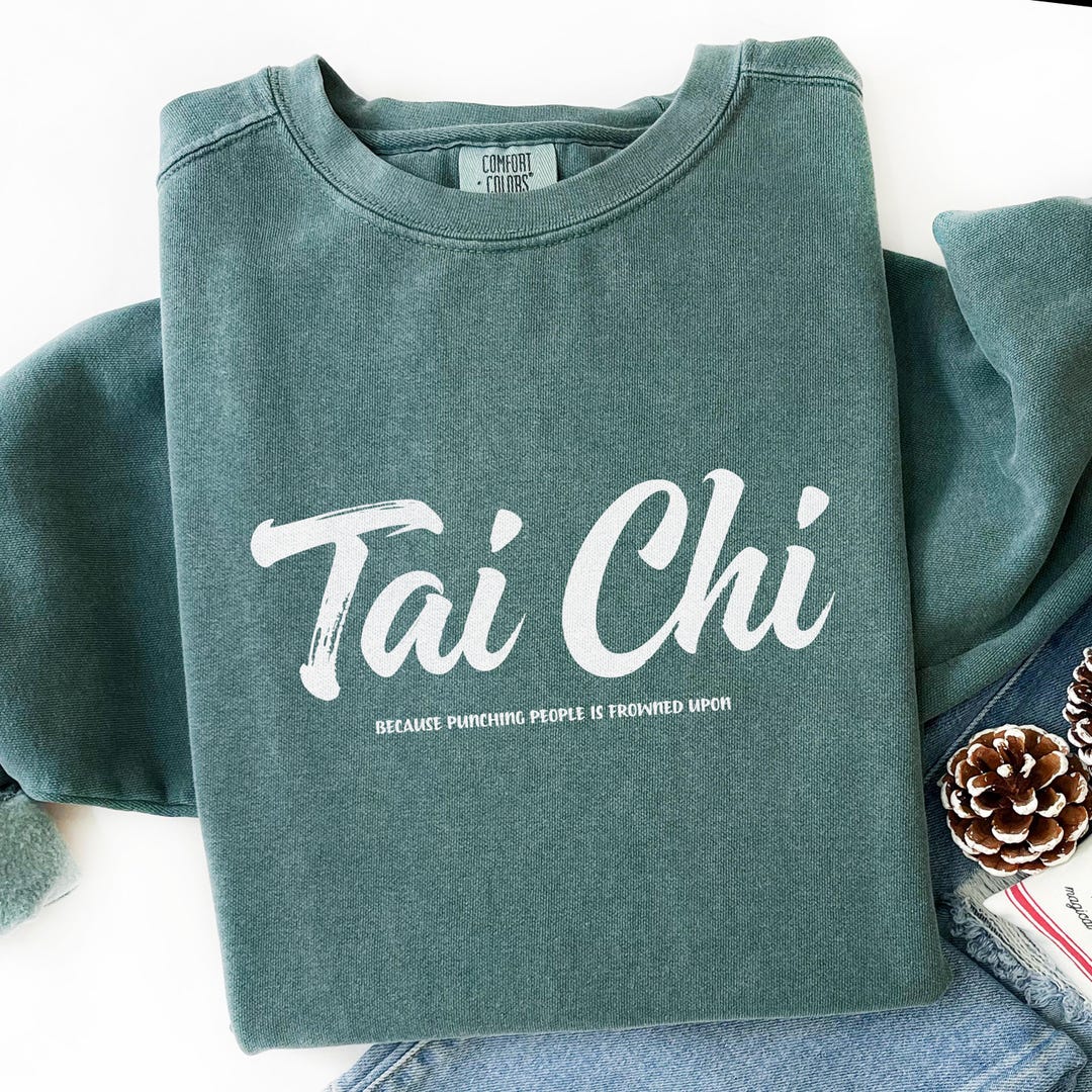 Tai Chi Sweatshirt: Cozy Comfort Colors Funny Pullover With "because ...
