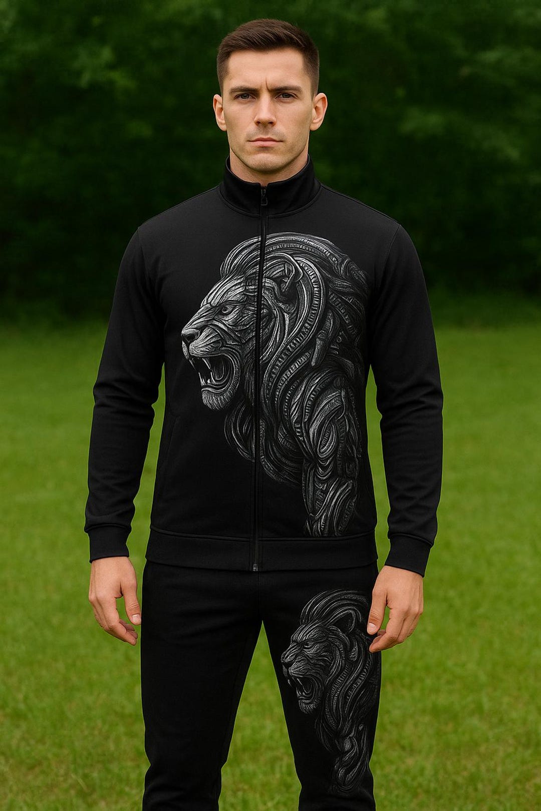 Men’s Black Slim Fit Sublimation Tracksuit | Mechanical Lion Design ...
