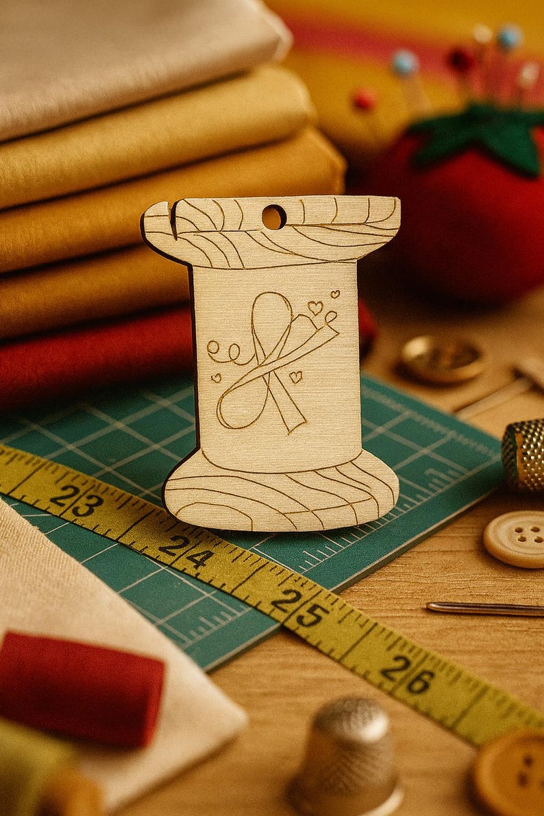 Laser-engraved Wooden Spool Holder – Creative Sewing Accessories – Made ...