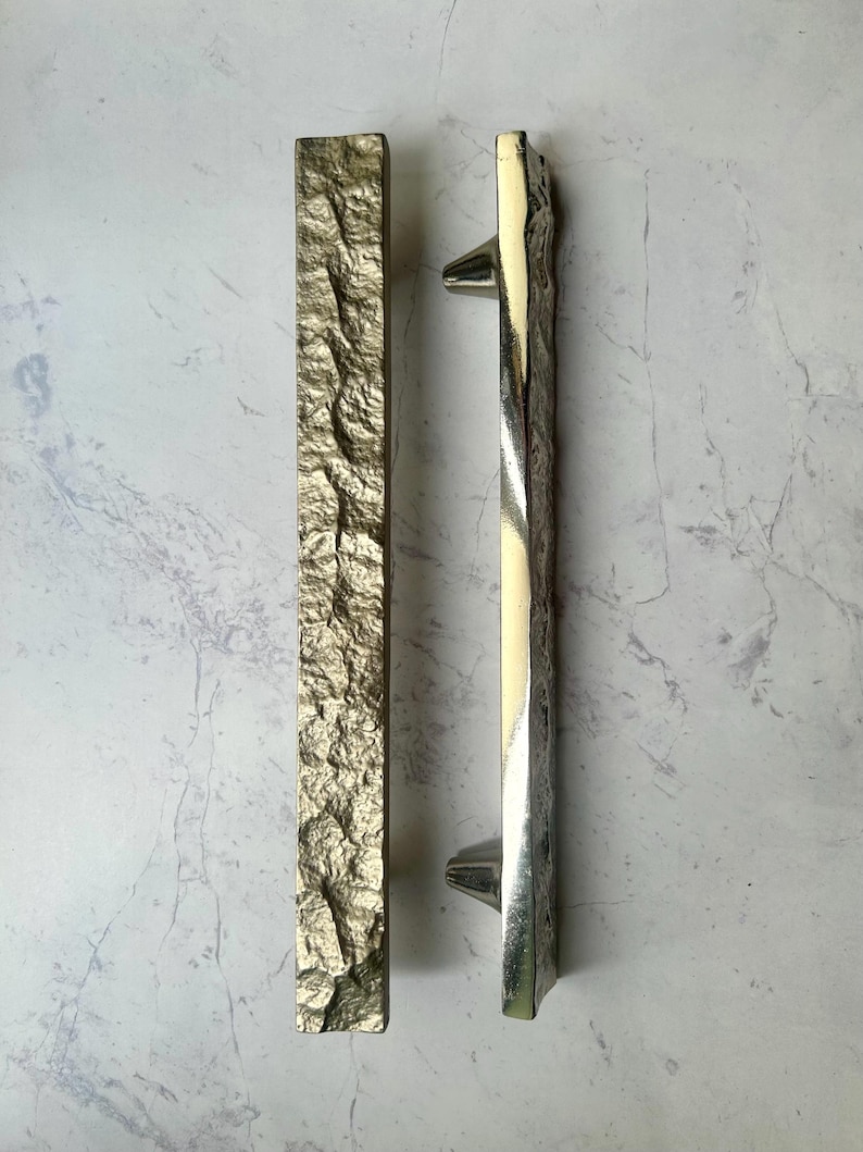 Nickel Long Bar Pulls Handmade Metal Cast Cabinet Handle Moonstone ...