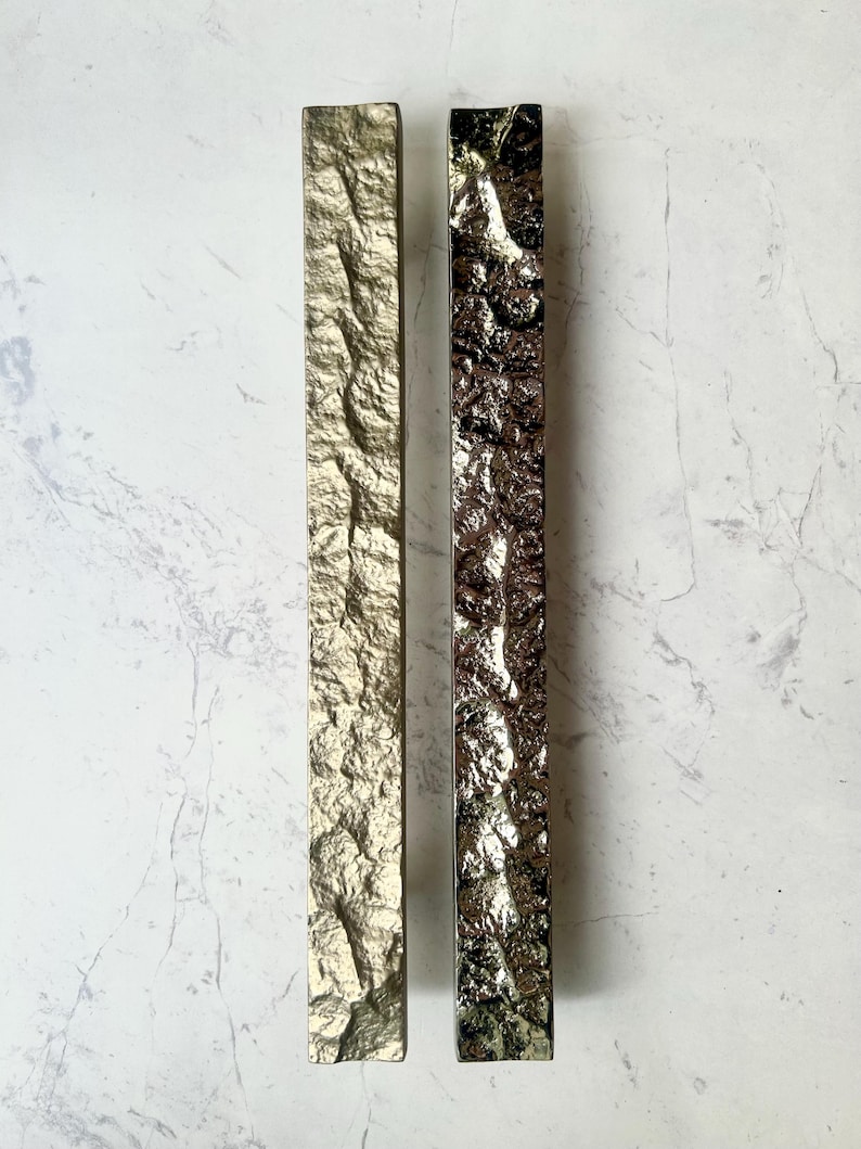 Nickel Long Bar Pulls Handmade Metal Cast Cabinet Handle Moonstone ...