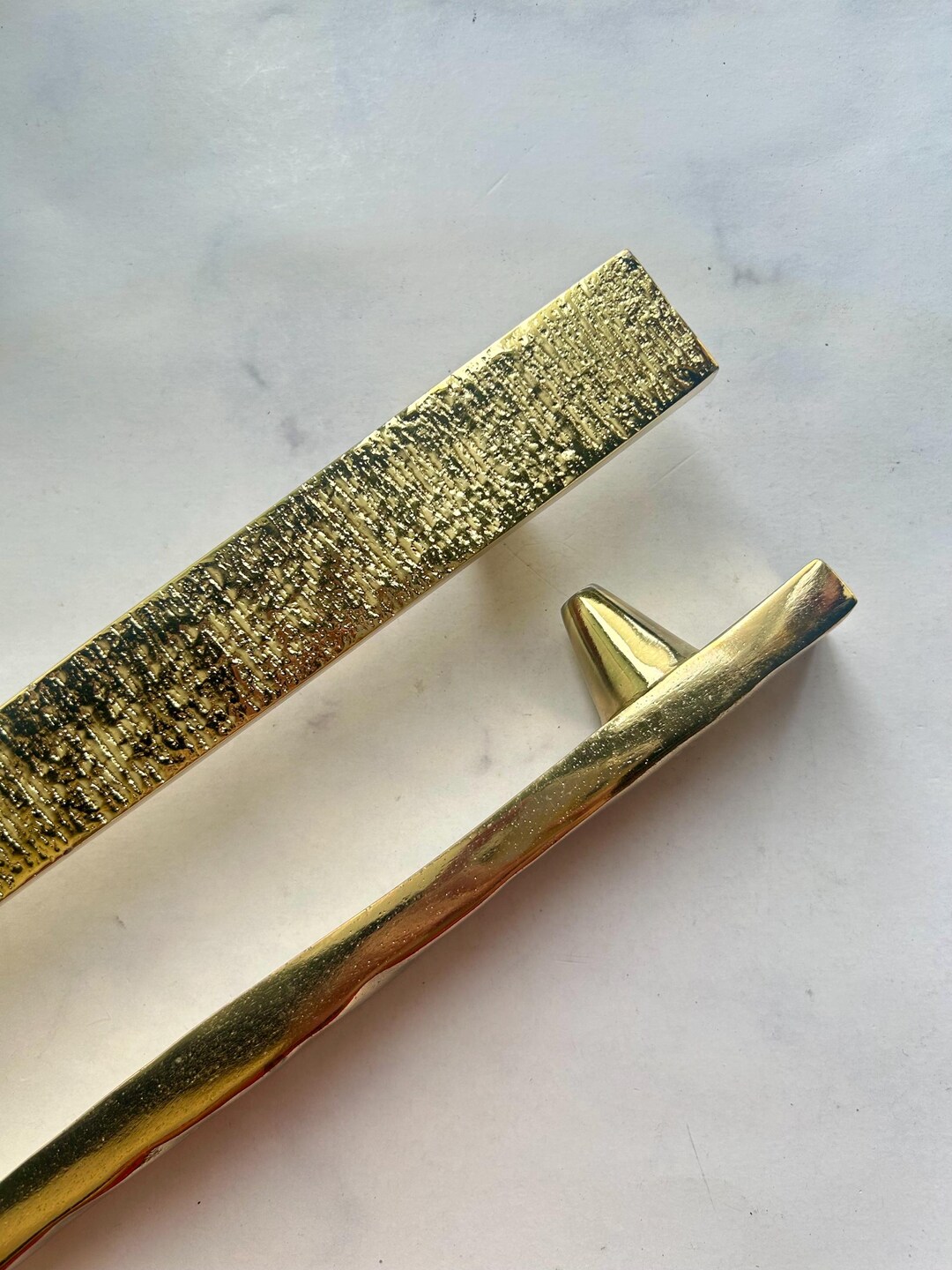 Gold Long Bar Pulls Driftwood Texture, Handmade Aluminum Metal Cast ...