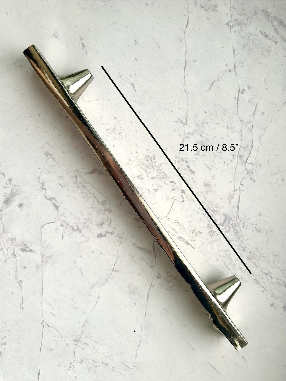 Nickel Long Bar Pulls Handmade Metal Cast Cabinet Handle Moonstone ...