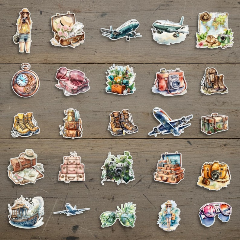 100+ Travelling Sticker Bundle, Junk Journal, Travel Elements. Road ...