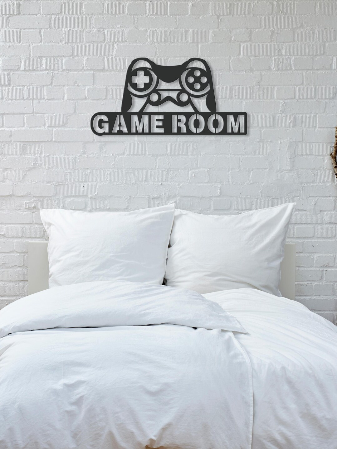 Metal Wall Art Black Steel Game Room Sign Modern Gamer Decor Controller ...