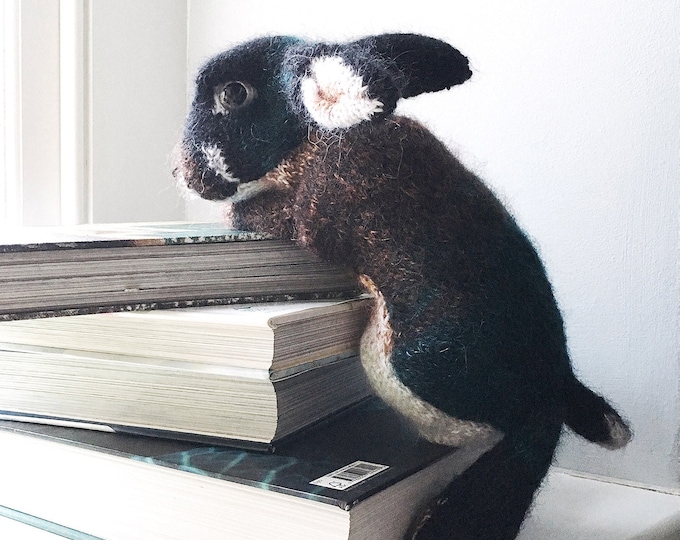 Knitted Holland Lop Bunny in Clothes With a Mouse Knitted Realistic ...