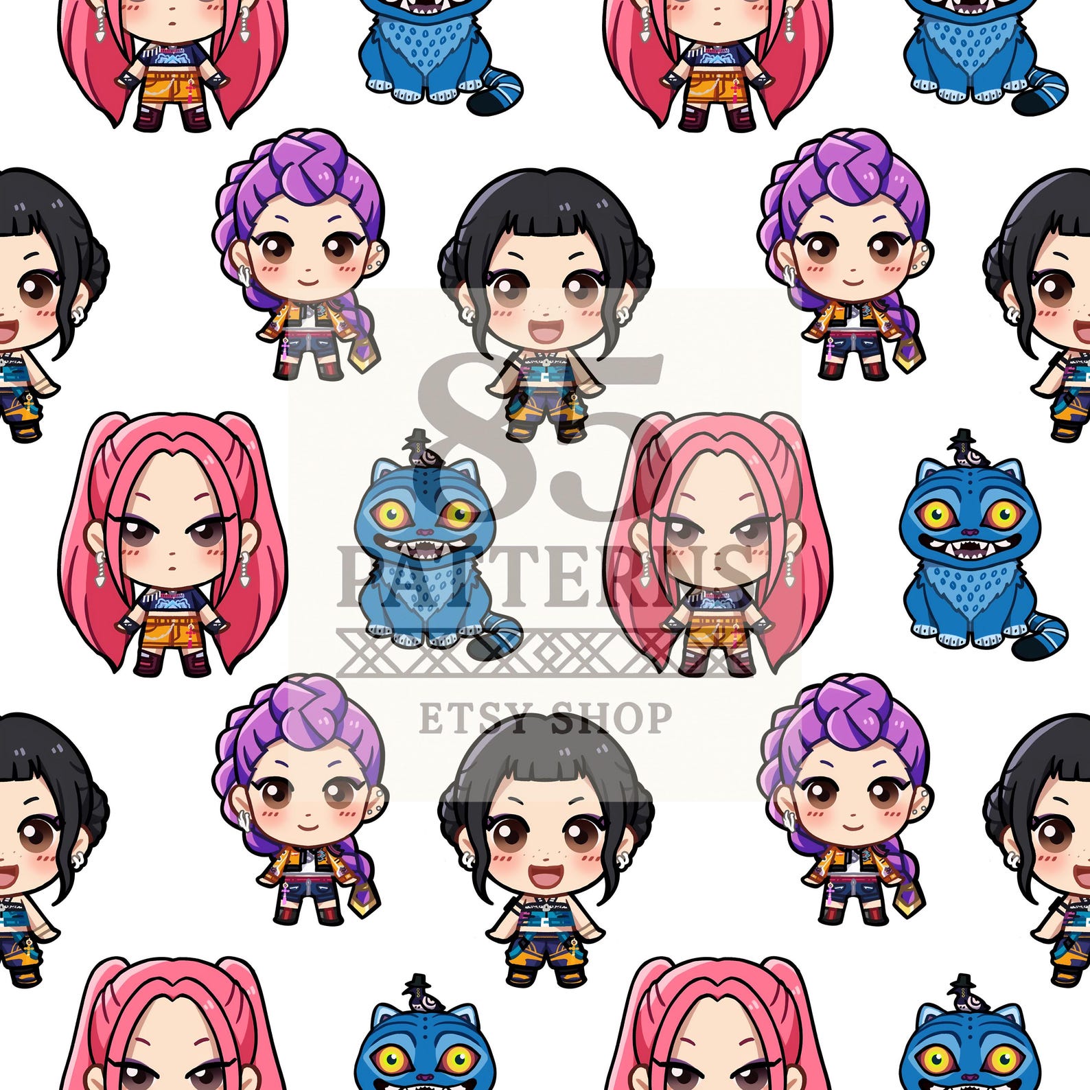 Huntrix Seamless Pattern Kpop Demon Hunters - Etsy