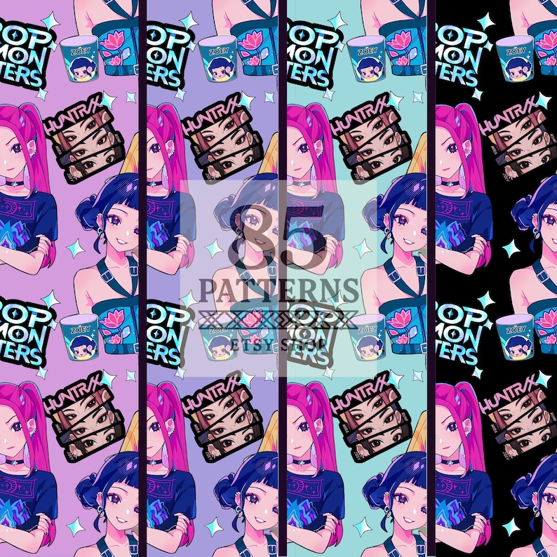 Kpop Demon Hunters Huntrix K-pop Seamless Pattern - Etsy