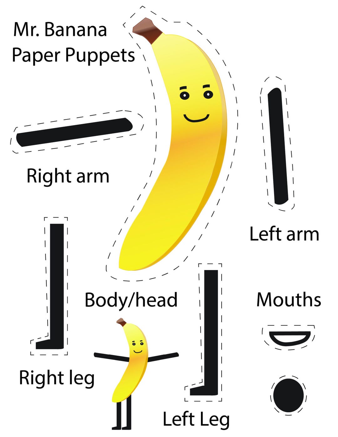 Banana Paper Puppet Printable | Art Activity for Kids | Easy Cut Out ...
