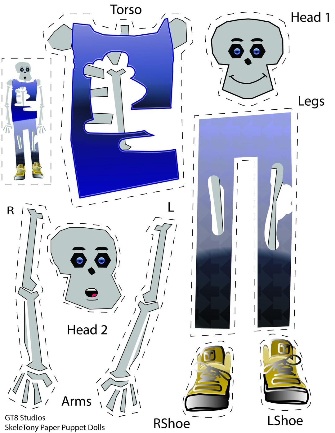 Skeleton Paper Puppet Halloween Doll Activity Set - Etsy UK