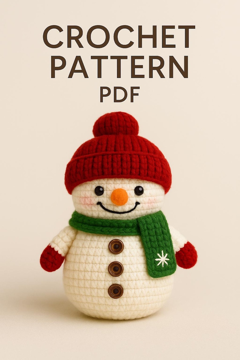 Snowman Crochet Pattern: Amigurumi Christmas PDF Tutorial (digital ...