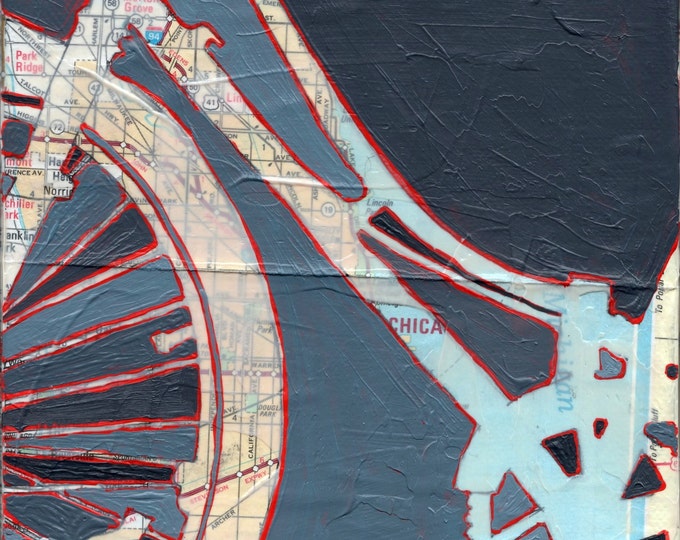 Bike Chicago 6x6 Acrylic Map Painting - Etsy