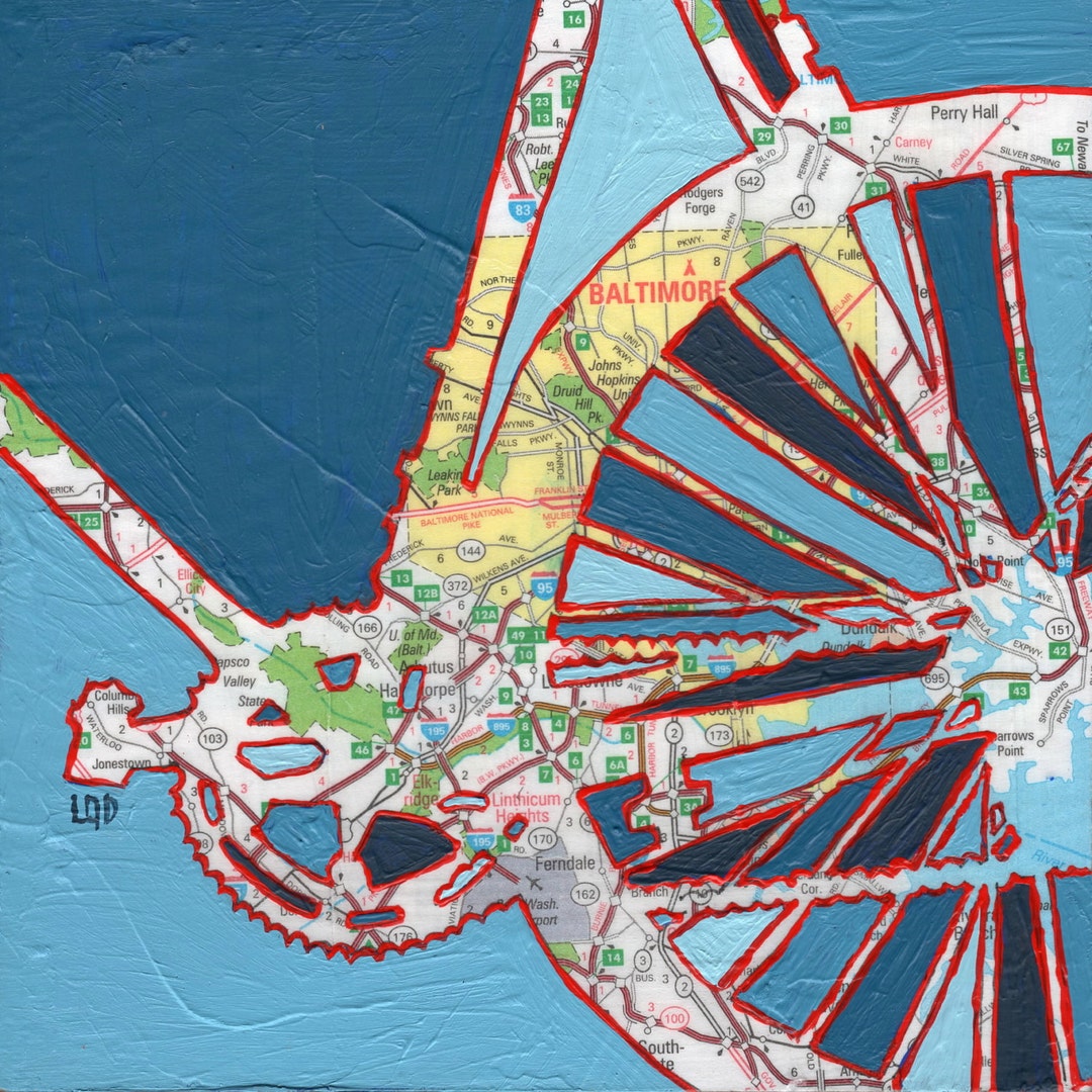 Baltimore - Bike Print on Paper or Mounted on Wood - Baltimore Maryland ...