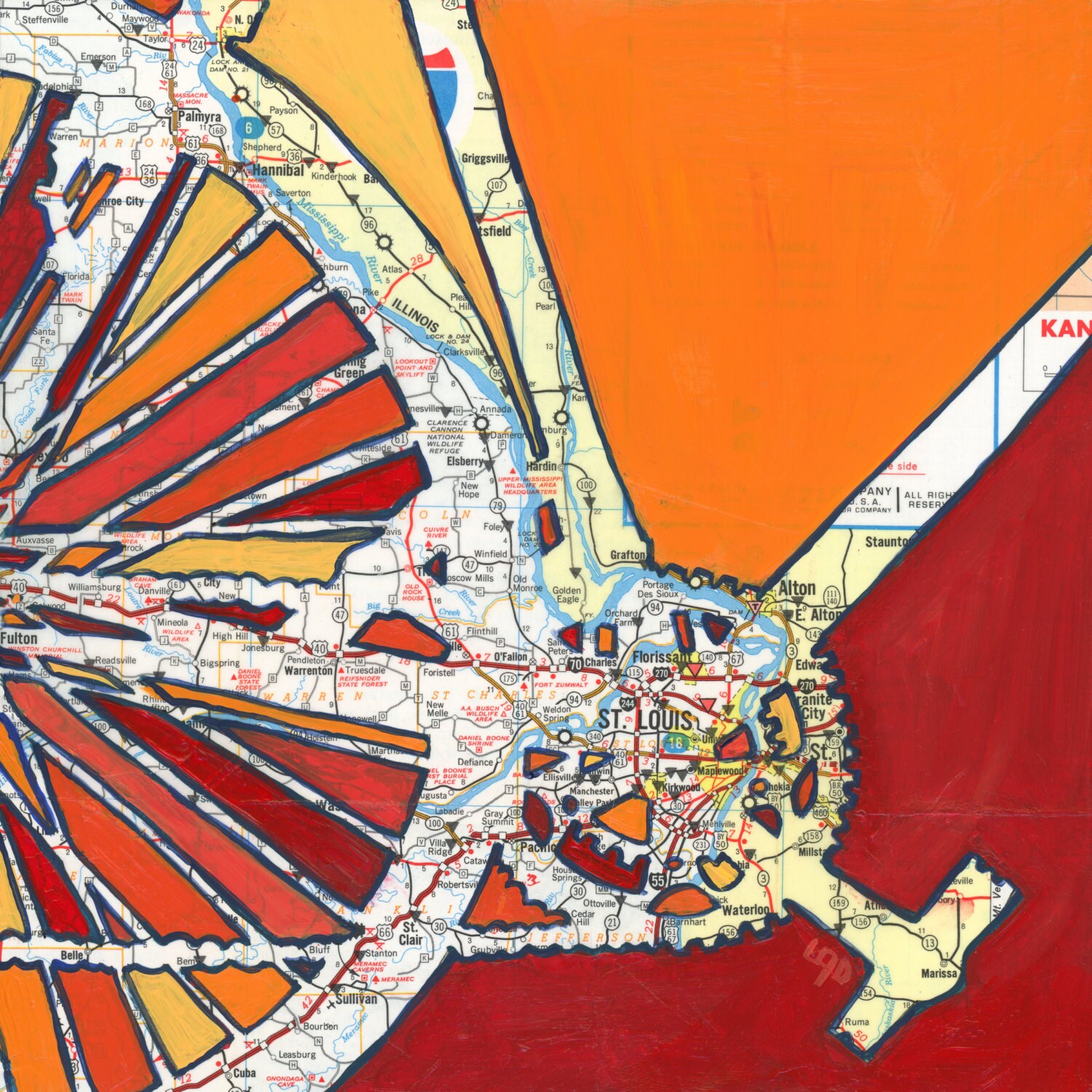 St Louis // Bicycle Art on Paper or Wood / Florissant, St Clair ...