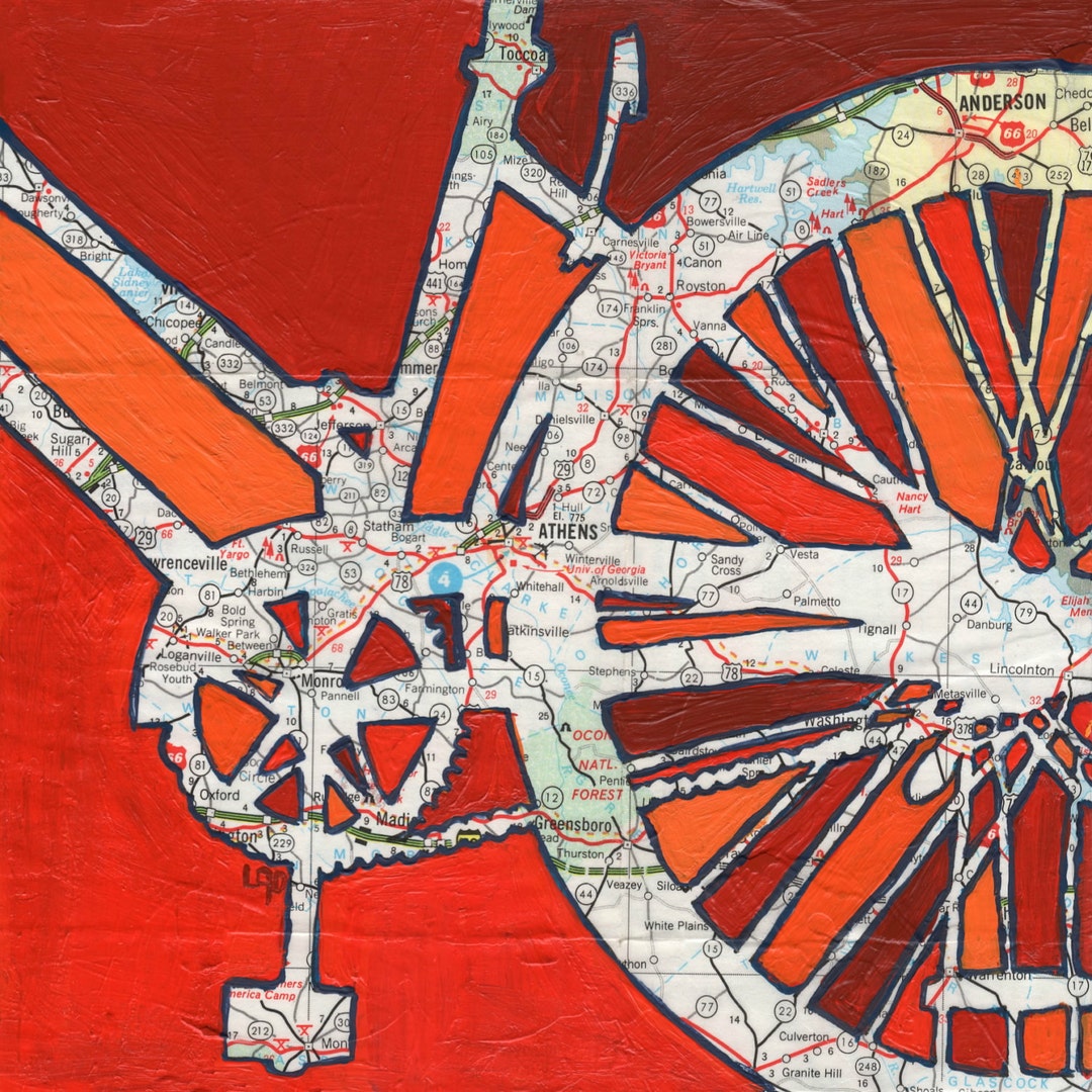 Athens - Bike Print on Paper or Wood Featuring Athens, Georgia Bike Art ...