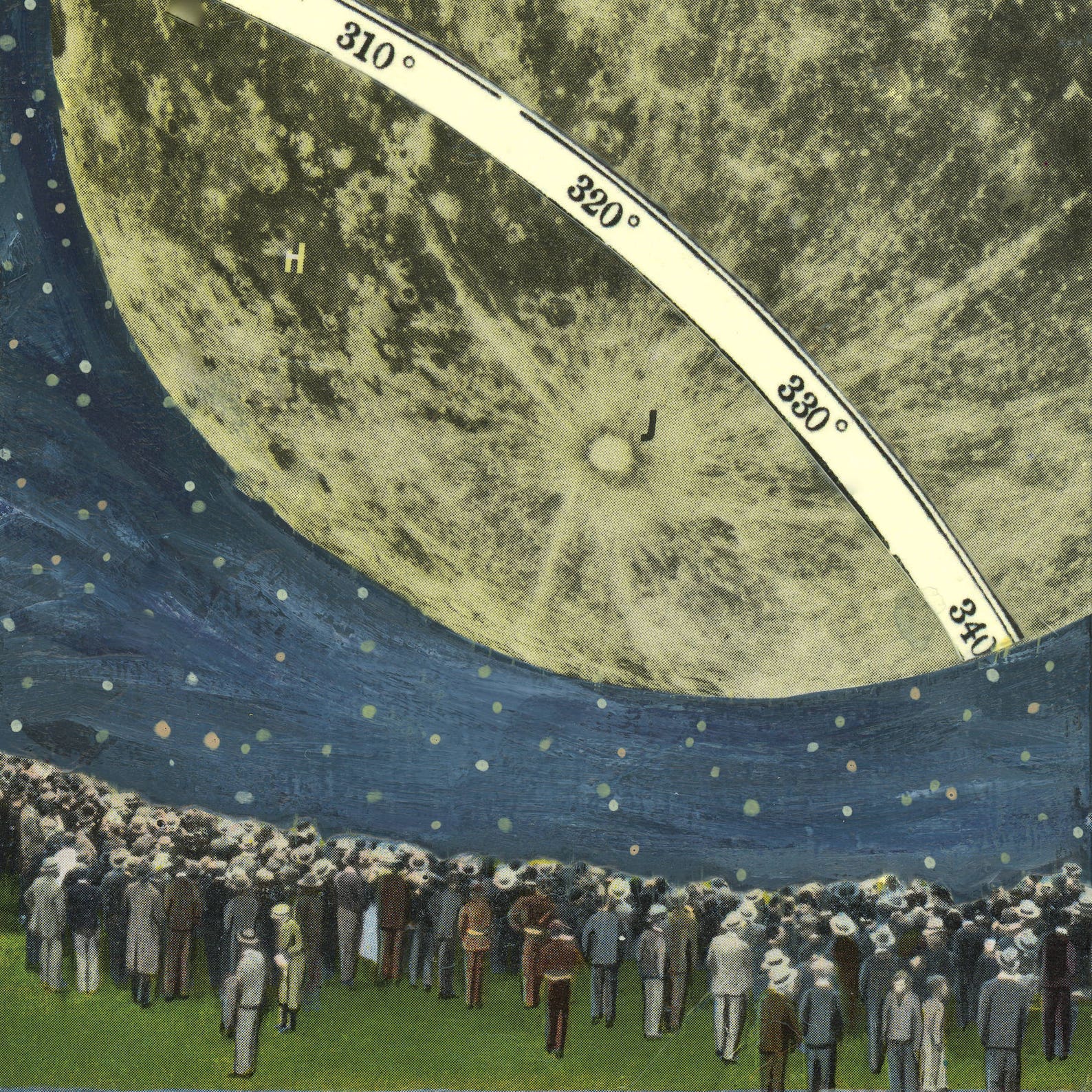 Gather - Archival Print of Mixed Media Painting, Full Moon, Night Sky ...