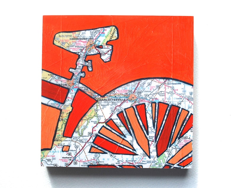 Charlottesville // Bike Print on Paper or Wood Mounted Print - Virginia ...