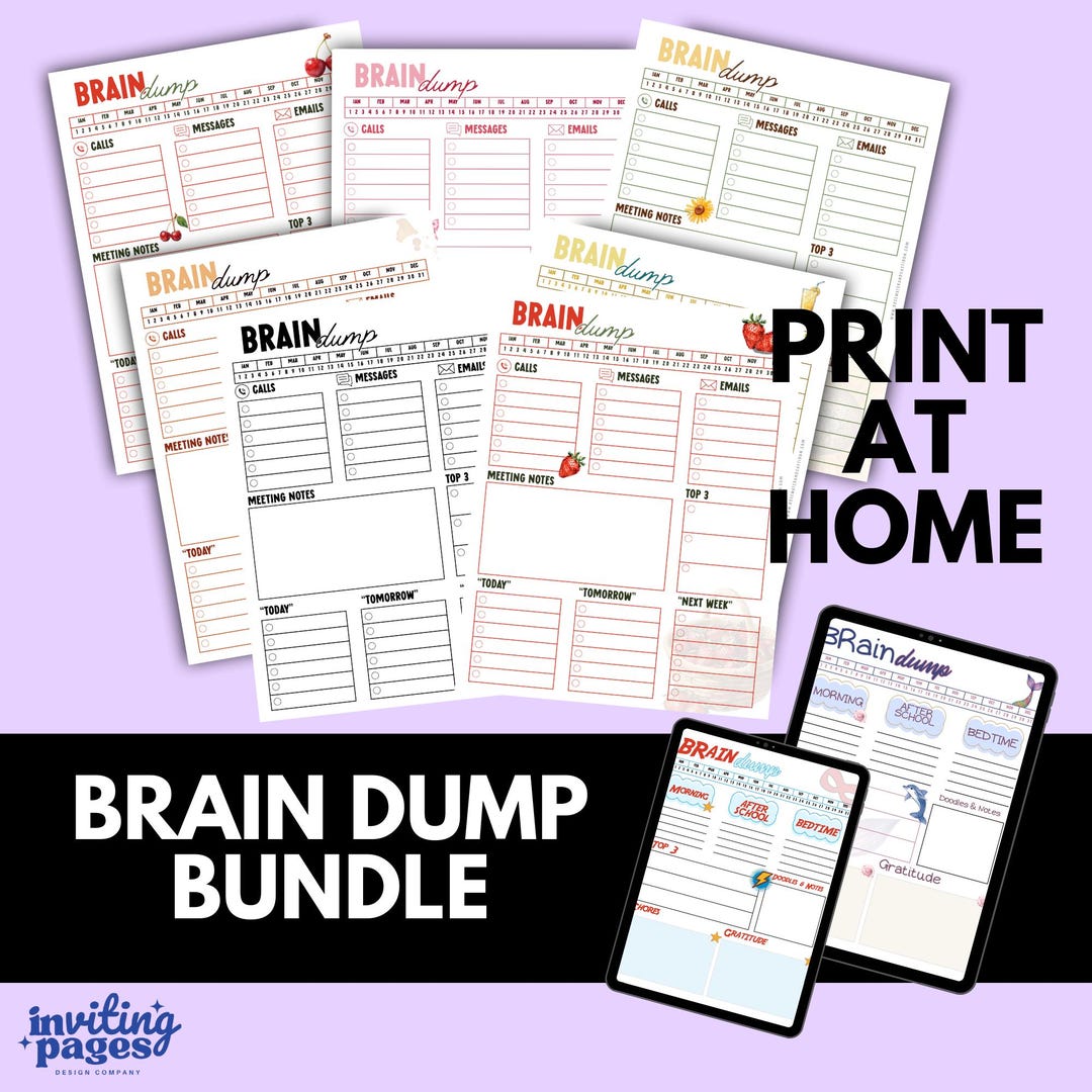 Brain Dump Journal Pages Bundle | Instant Download Print at Home - Etsy