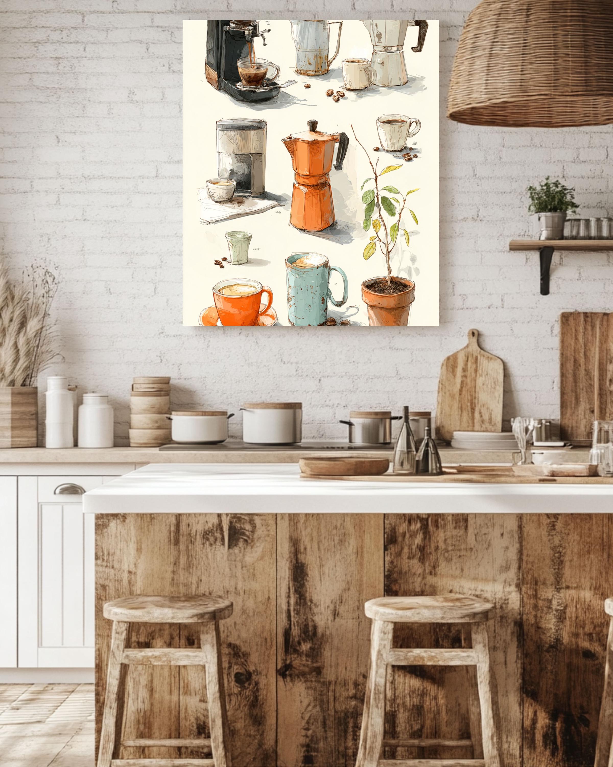 Vintage Coffee Maker Watercolor Art Print, Rustic Kitchen Decor - Etsy