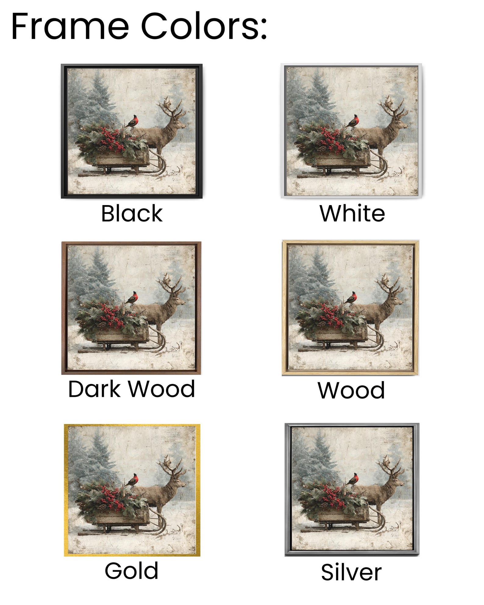 Rustic Winter Deer and Cardinal Wall Art | Vintage Christmas Woodland ...